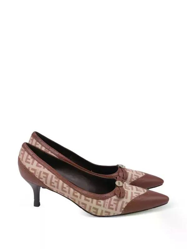 Fendi Zucca Bow-embellishment Pumps - Neutrals
