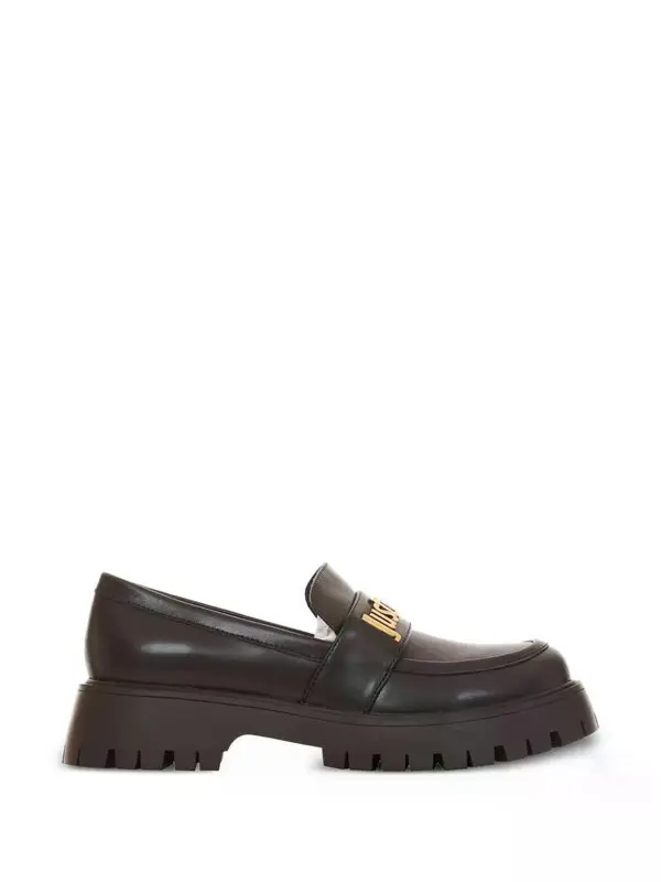 Just Cavalli Metal-logo Chunky-sole Loafers - Black