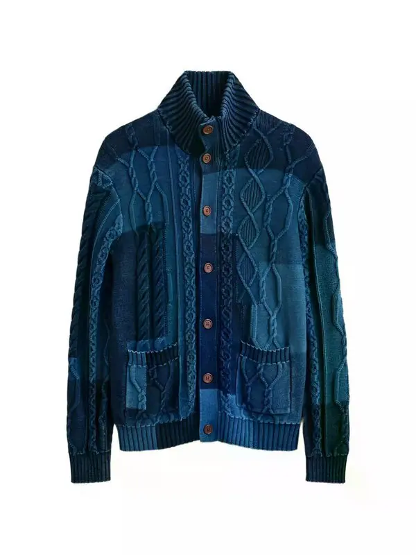 Gant Cable-knit Patchwork Cardigan - Blue