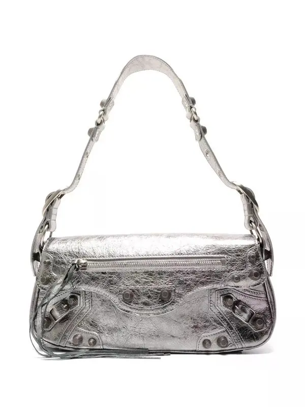Balenciaga 2020-2025 Xs Le Cagoule Studded Leather Shoulder Bag - Silver