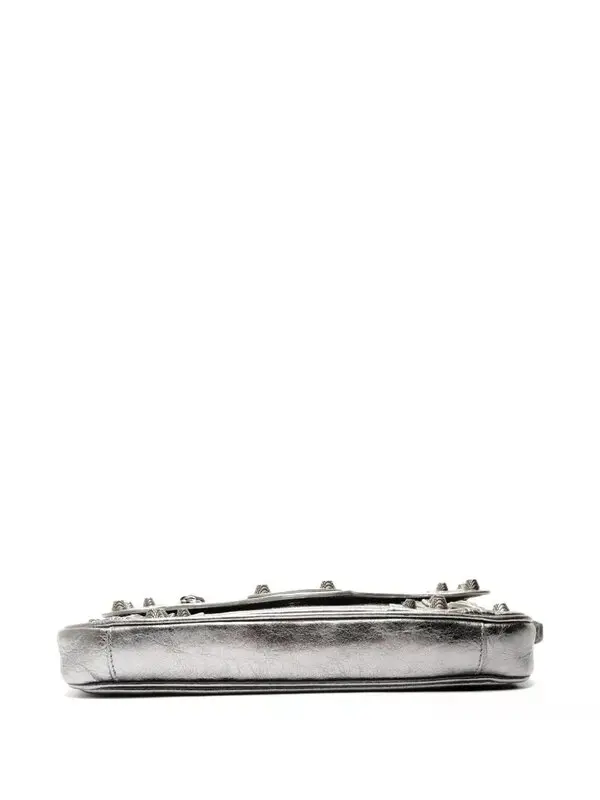 Balenciaga 2020-2025 Xs Le Cagoule Studded Leather Shoulder Bag - Silver