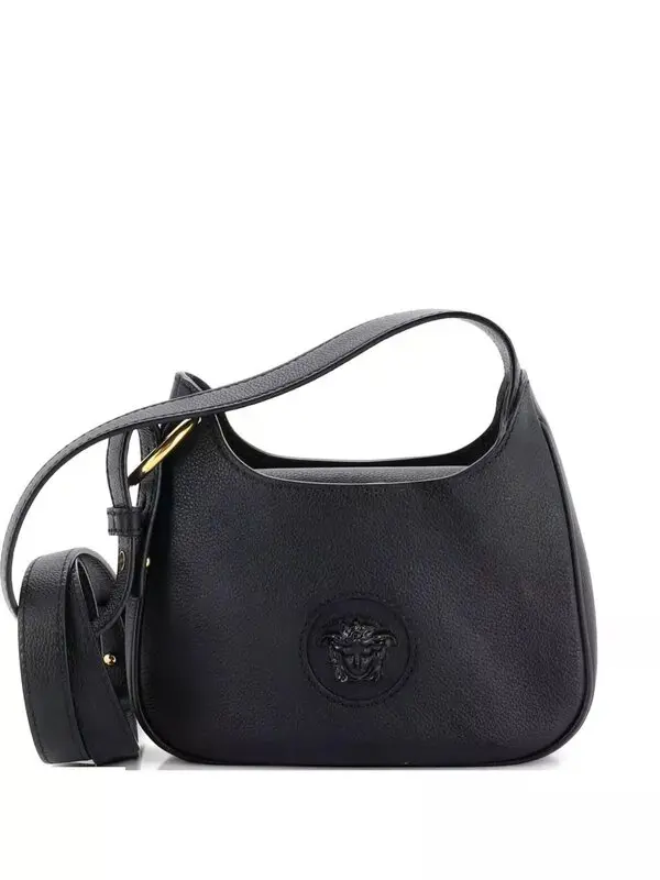 Versace La Medusa Leather Small Hobo Bag - Black