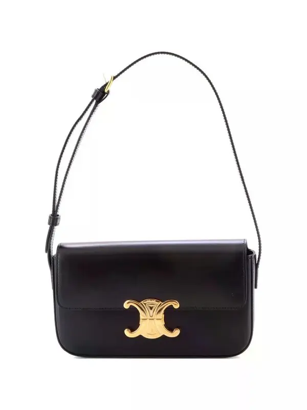 Celine Triomphe East-west Smooth Calfskin Shoulder Bag - Black