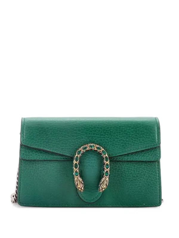 Gucci Dionysus Bag Leather Super Mini Clutch Bag - Green