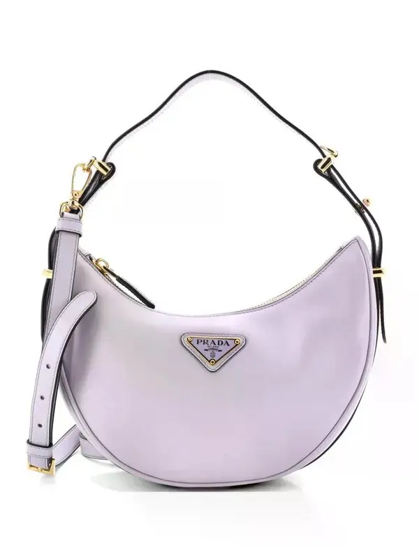 Prada Arque Half Moon Leather Small Hobo Bag - Purple