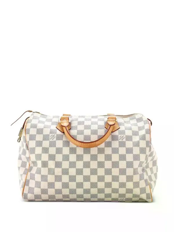 LOUIS VUITTON Speedy Handbag Damier 30 Satchel - White