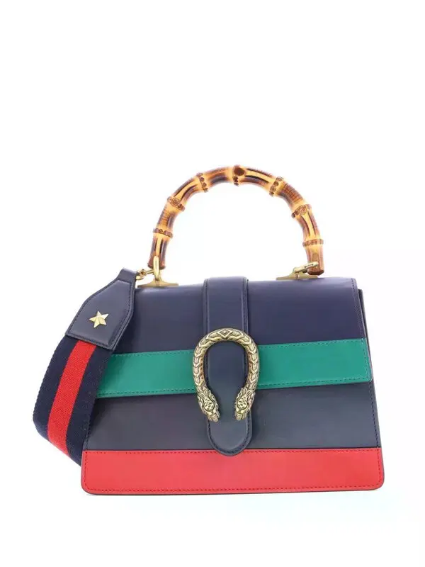 Gucci Dionysus Bamboo Top Handle Bag Colorblock Leather Medium Satchel - Multicolour