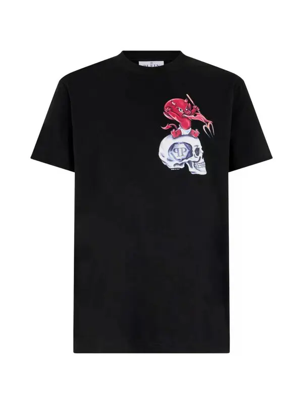 Philipp Plein Printed Round-neck T-shirt - Black