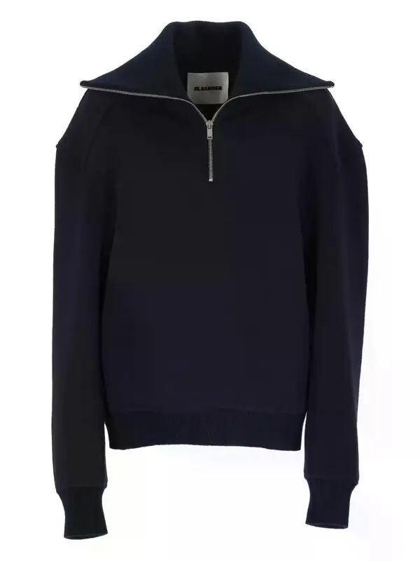 JIL SANDER Turtleneck Zip-up Sweater - Blue
