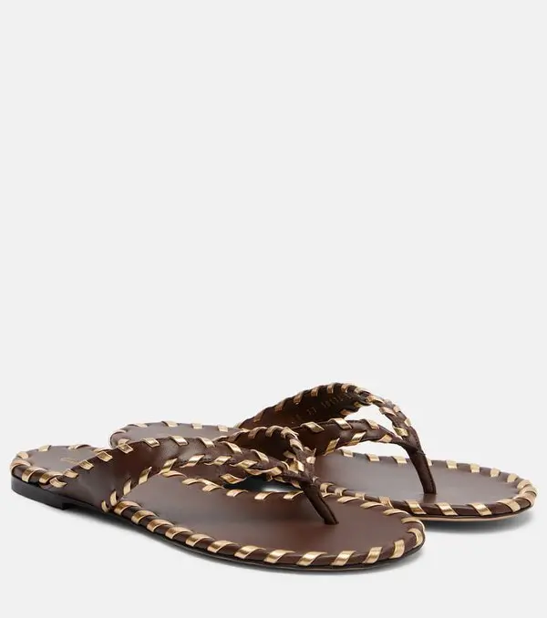 GIANVITO ROSSI Zaira Leather Thong Sandals