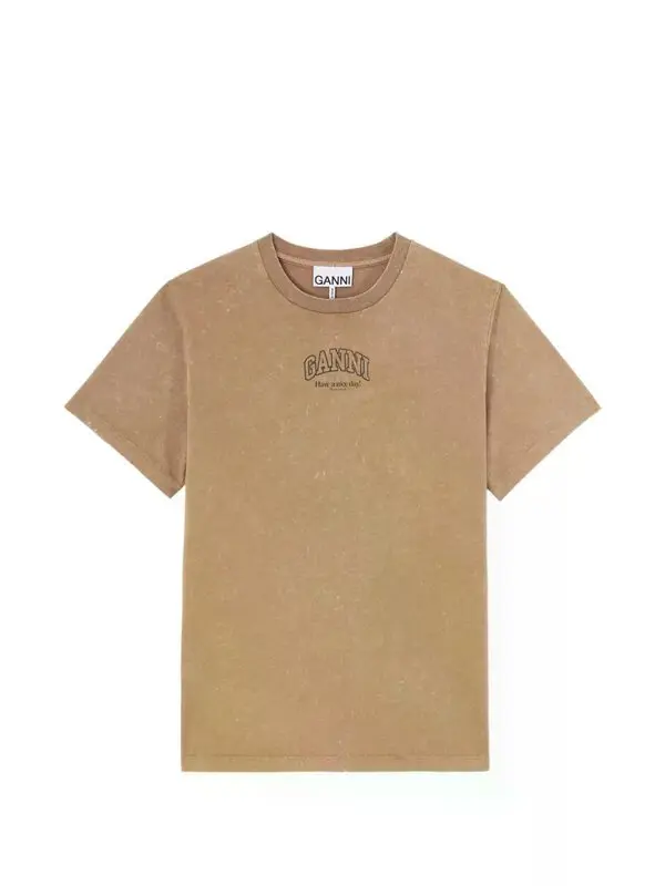 GANNI Logo T-shirt - Brown