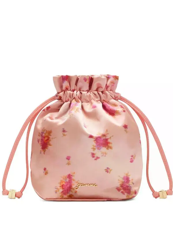 GANNI Floral Drawstring Bucket Bag