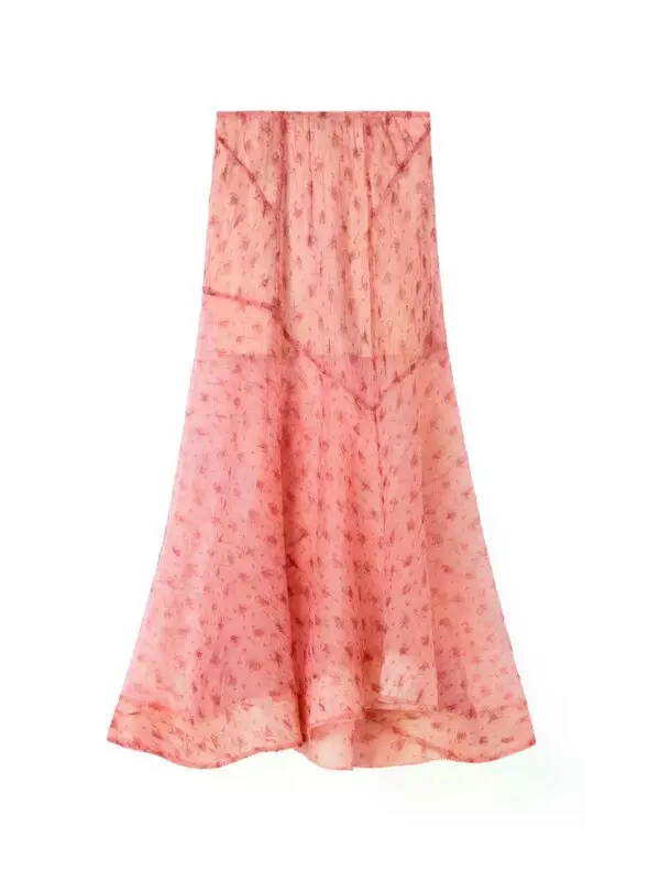 GANNI Shibori Organza Midi Skirt - Pink