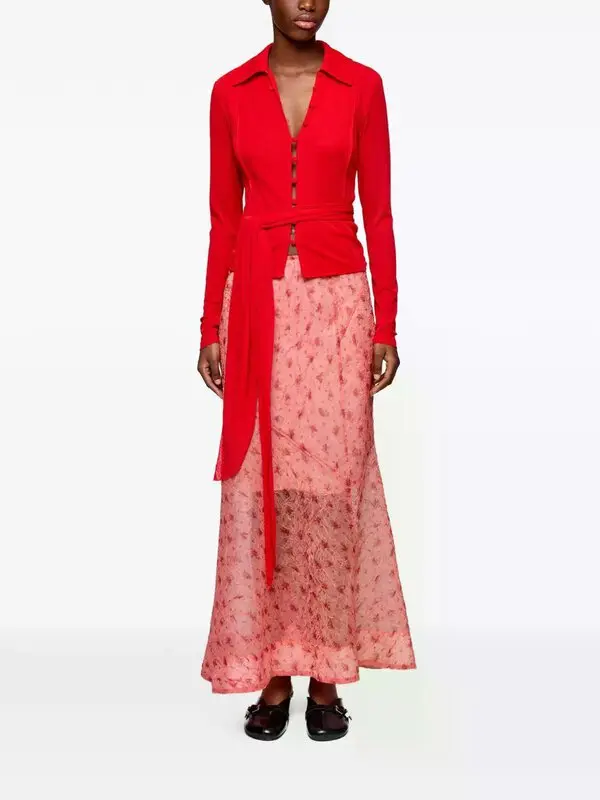 GANNI Shibori Organza Midi Skirt - Pink