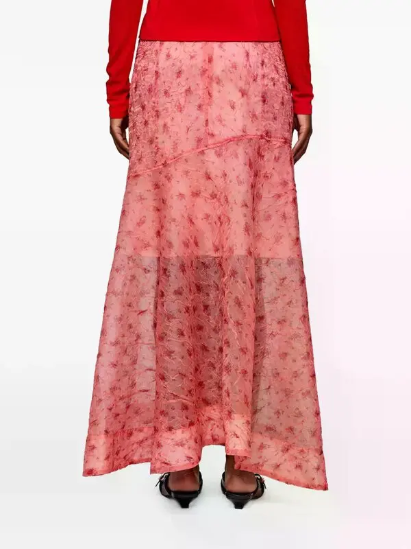GANNI Shibori Organza Midi Skirt - Pink