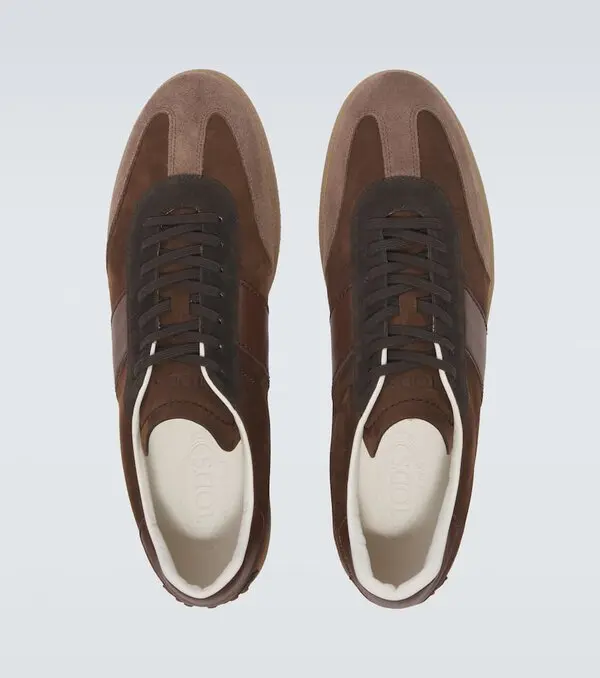 TOD'S Tabs Leather And Suede Sneakers - Brown