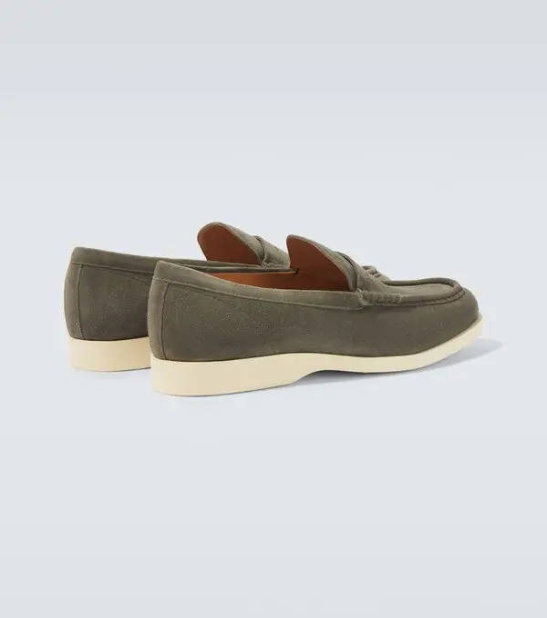 TOD'S Suede Penny Loafers - Grey