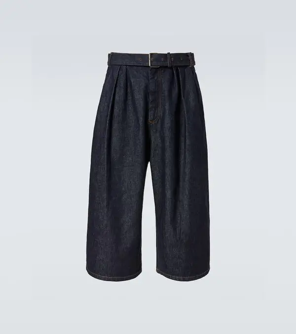 Dries Van Noten Belted Denim Bermuda Shorts - Blue