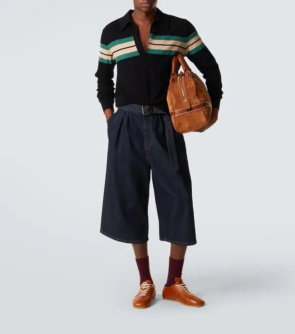 Dries Van Noten Belted Denim Bermuda Shorts