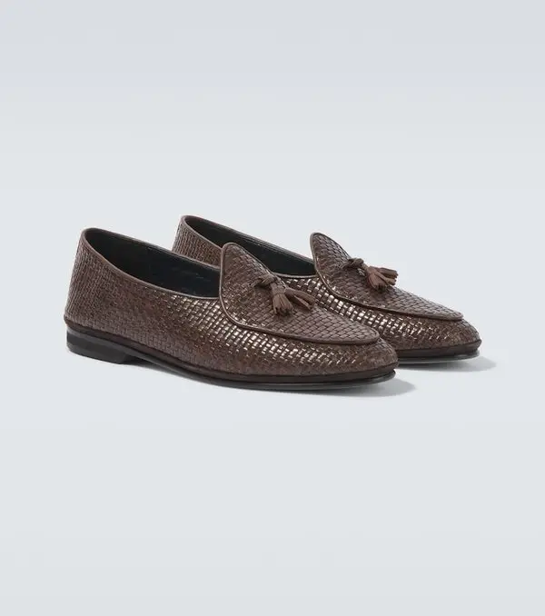 Rubinacci Marphy Woven Leather Loafers - Brown