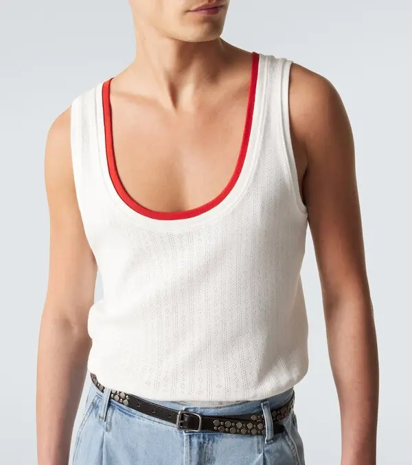 Dries Van Noten Pointelle Cotton Tank Top - White