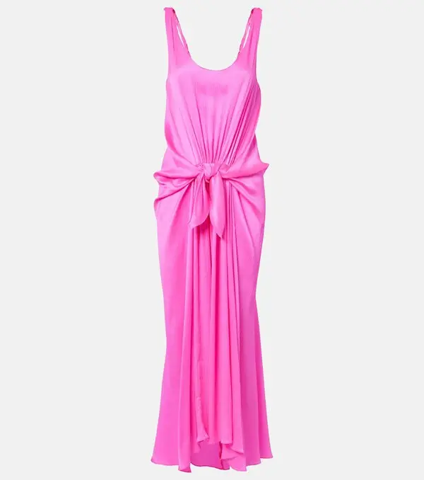 JW Anderson Gathered Silk Satin Midi Dress