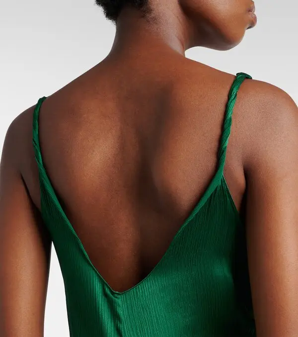 JW Anderson Gathered Silk Satin Midi Dress