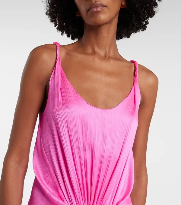 JW Anderson Gathered Silk Satin Midi Dress