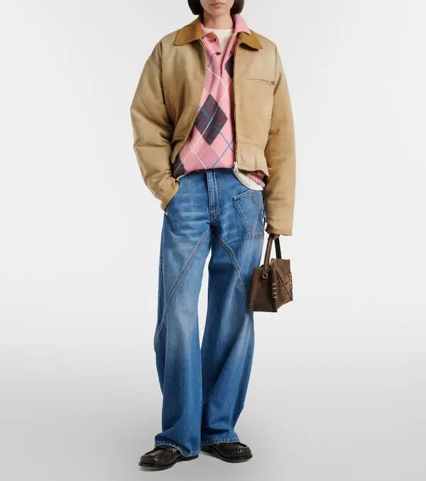 JW Anderson Argyle Wool Polo Sweater