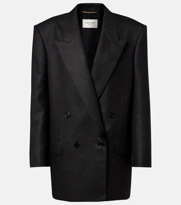 Saint Laurent Cashmere Double-breasted Blazer - Grey