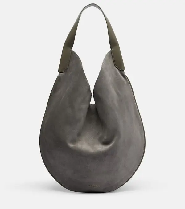 Victoria Beckham Soft Plie Suede Shoulder Bag - Grey