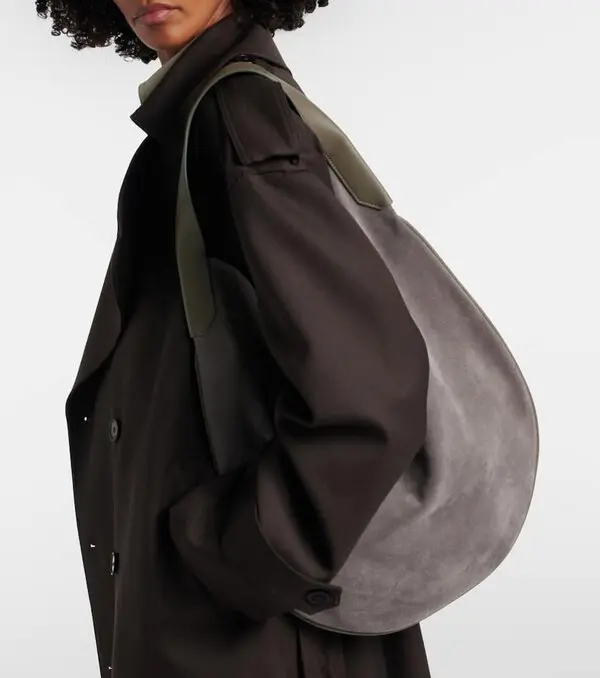 Victoria Beckham Soft Plie Suede Shoulder Bag - Grey