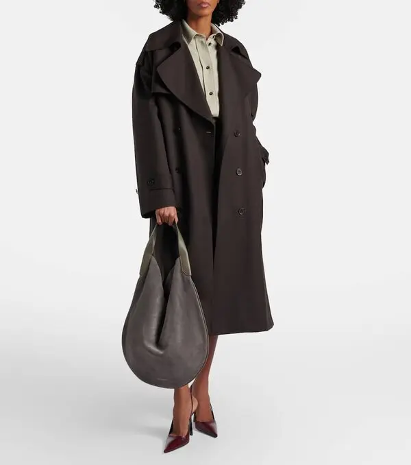 Victoria Beckham Soft Plie Suede Shoulder Bag - Grey