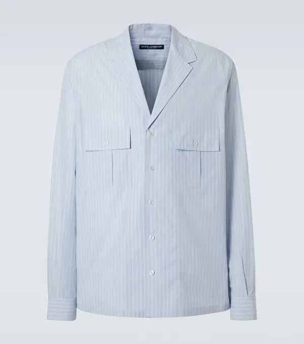 Dolce & Gabbana Martini Striped Cotton Shirt - Blue