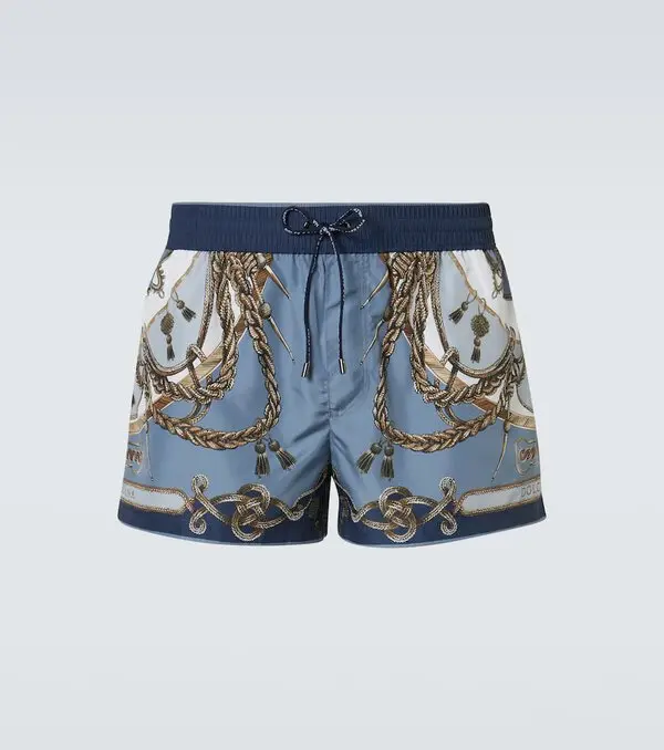 Dolce & Gabbana Printed Swim Trunks - Blue