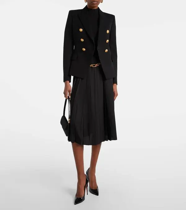 Balmain Chain-detail Pleated Midi Skirt