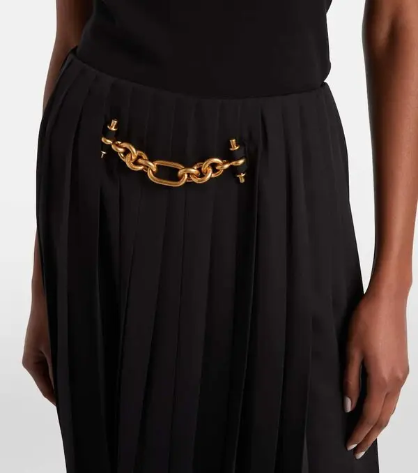 Balmain Chain-detail Pleated Midi Skirt