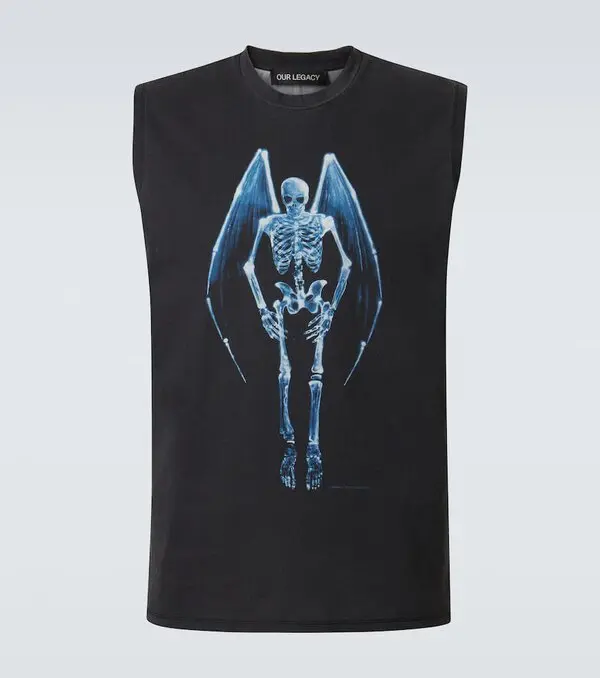 Our Legacy Breathe Printed Cotton Tank Top - Black