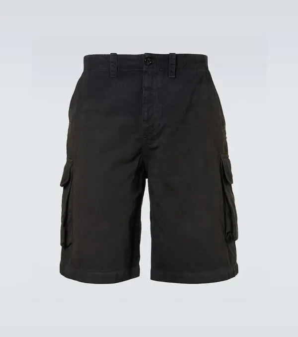 Our Legacy Herringbone Cotton Cargo Shorts - Black
