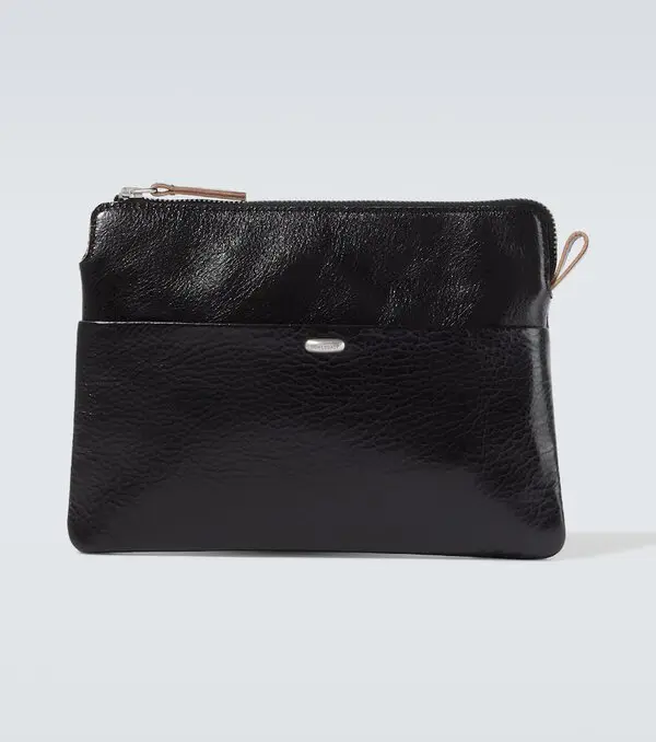 Our Legacy Supporter Leather Pouch With Strap - Black