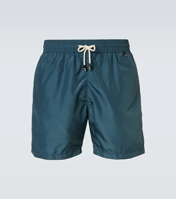 Rubinacci Satin Swim Trunks - Blue