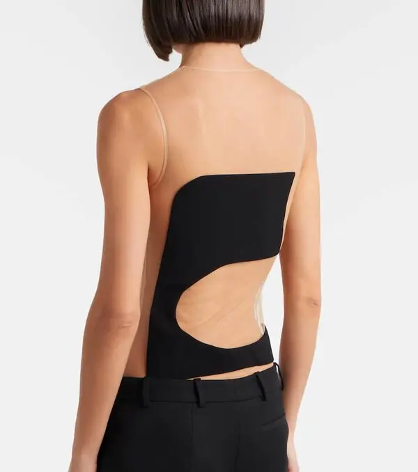 COURREGES Satin And Tulle Bodysuit