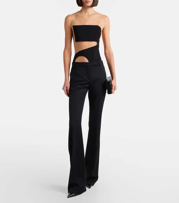 COURREGES Satin And Tulle Bodysuit
