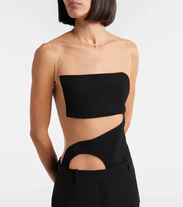 COURREGES Satin And Tulle Bodysuit