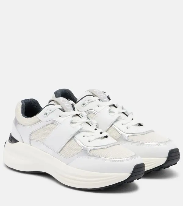 TOD'S Leather-trimmed Sneakers - White