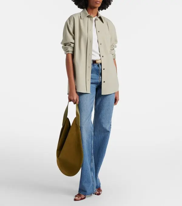 Victoria Beckham Soft Plié Suede Shoulder Bag - Green