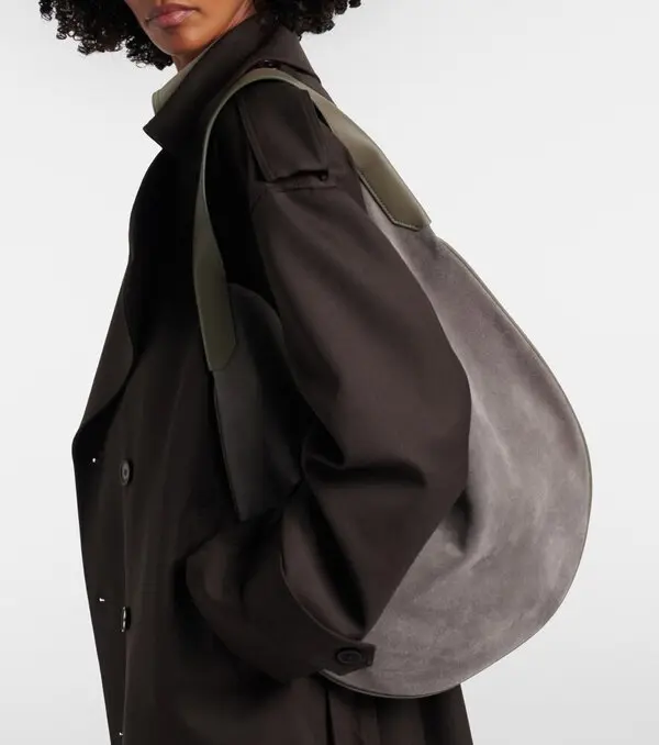 Victoria Beckham Soft Plié Suede Shoulder Bag - Grey