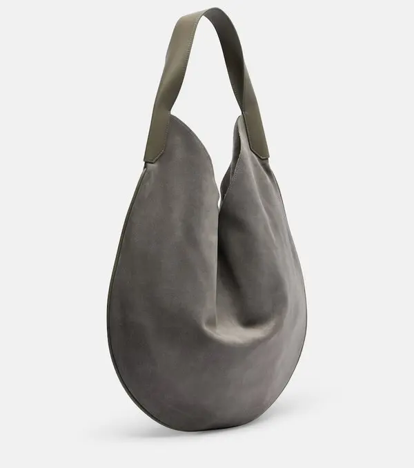 Victoria Beckham Soft Plié Suede Shoulder Bag - Grey