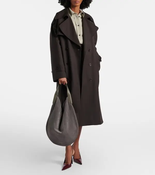 Victoria Beckham Soft Plié Suede Shoulder Bag - Grey