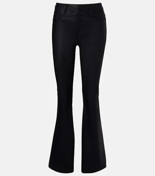 Ag Sophie Leather Bootcut Pants - Black